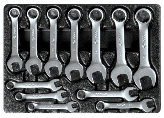 Набор укороченных комбинированных ключей King Tony 9-1282MR, 12 предметов