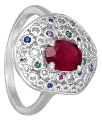 Кольцо, серебро, 925 проба, корунд