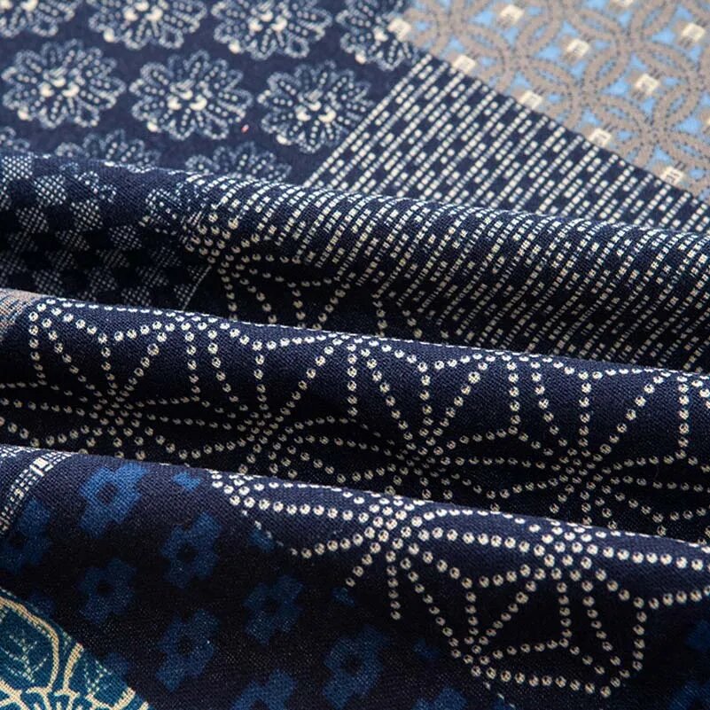 Fabcdiy богемная ткань хлопок лен Темно-синий, L 17