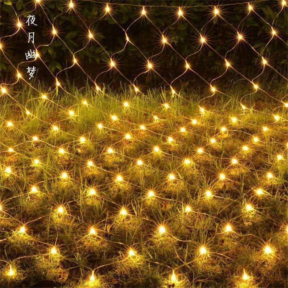 Светодиодная гирлянда для улицы, теплый белый, 3X2m, 196leds, EU Plug