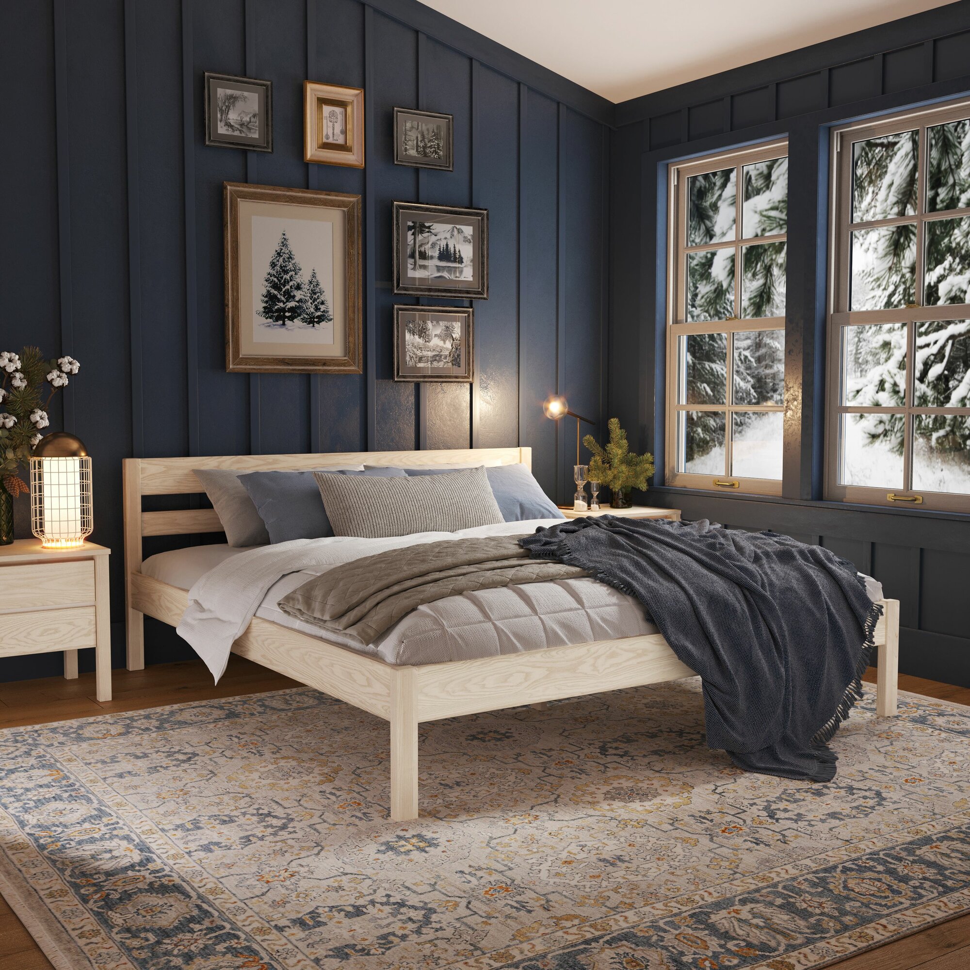 Кровать двуспальная Ясень, 200х190 см, Hansales, деревянная, из массива ясеня