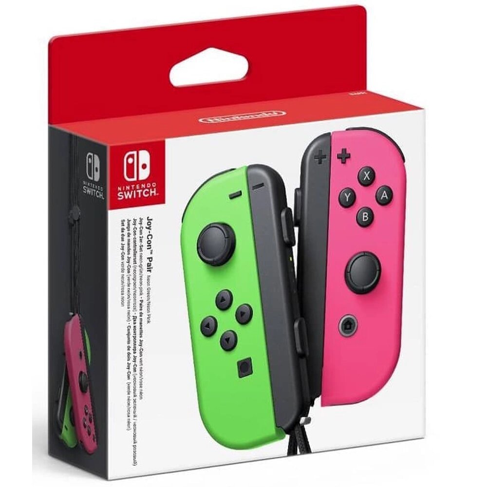 Два контроллера Joy-Con (неоновый зелёный / неоновый розовый) Зеленый/розовый