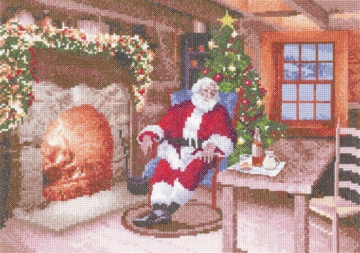 Набор для вышивания Heritage #JCSD1485E Santa's Job Done (Работа Санты выполнена), Счетный крест, 31 x 22 см