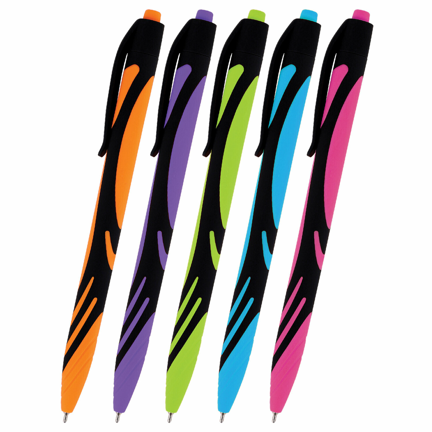 Ручка шариковая автоматическая BRAUBERG ULTRA COLOR NEON, soft-touch, синяя, пишущий узел 0,7 мм, линия письма 0,35 мм, комплект из 24 шт, 144203