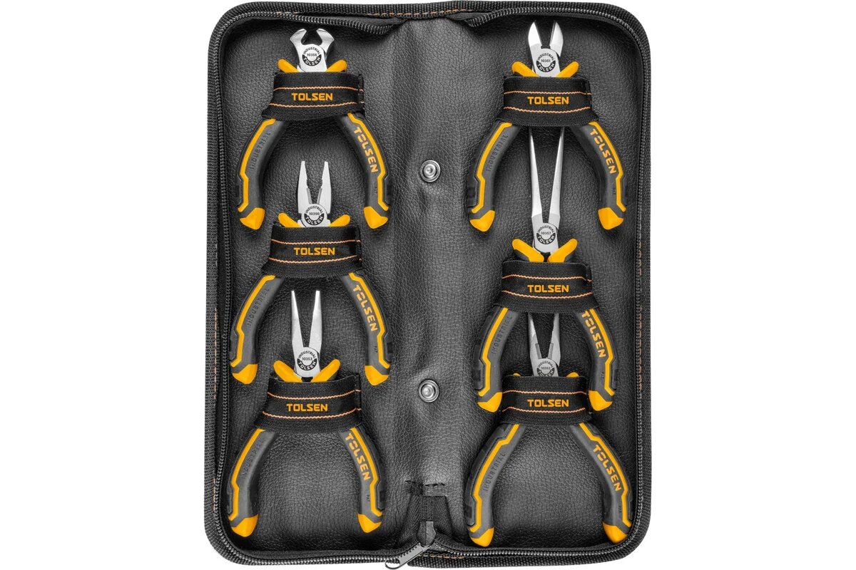 TOLSEN Набор пассатижей и бокорезов "GRIPro", мини, 6 предметов, в футляре на молнии 10359