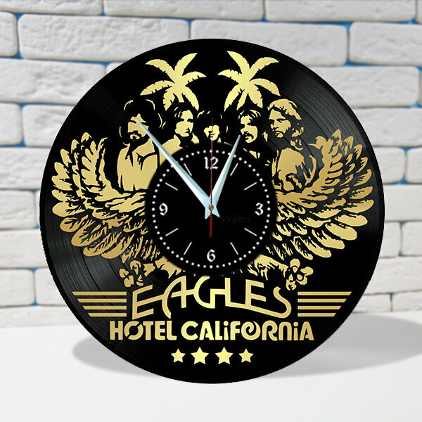 Настенные часы из виниловой пластинки Eagles золотая подложка