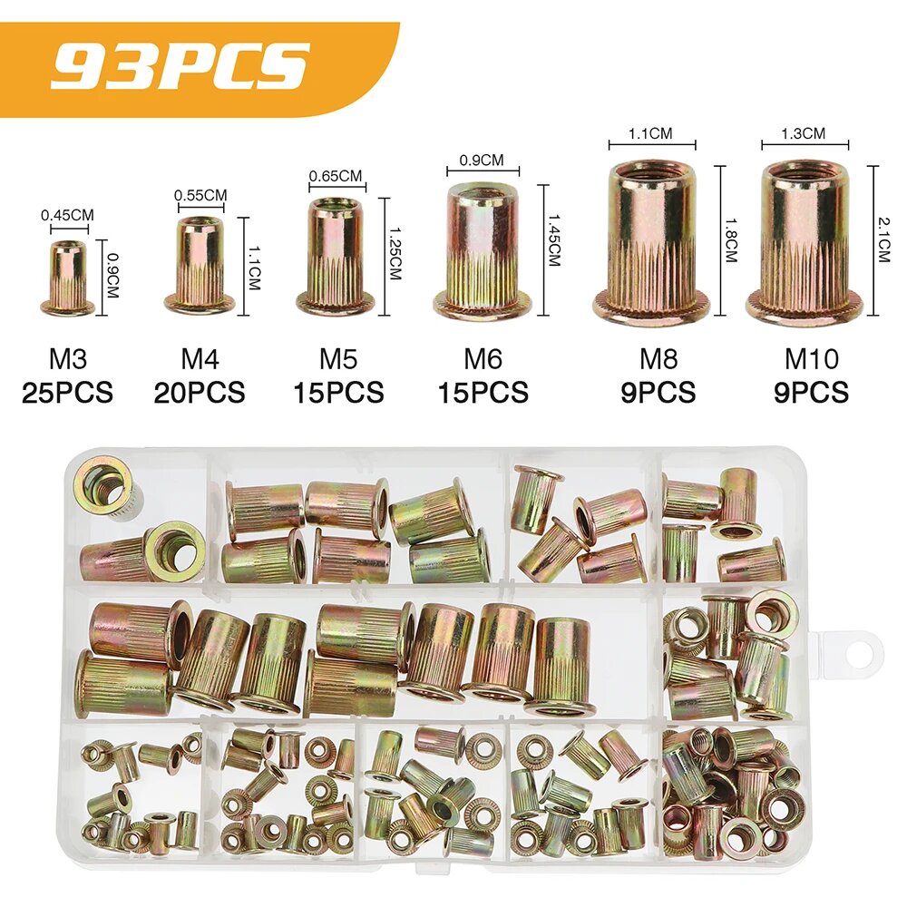 Комплект заклепочных гаек и пистолета ZENHOSIT BT605 93pcs rivet nut
