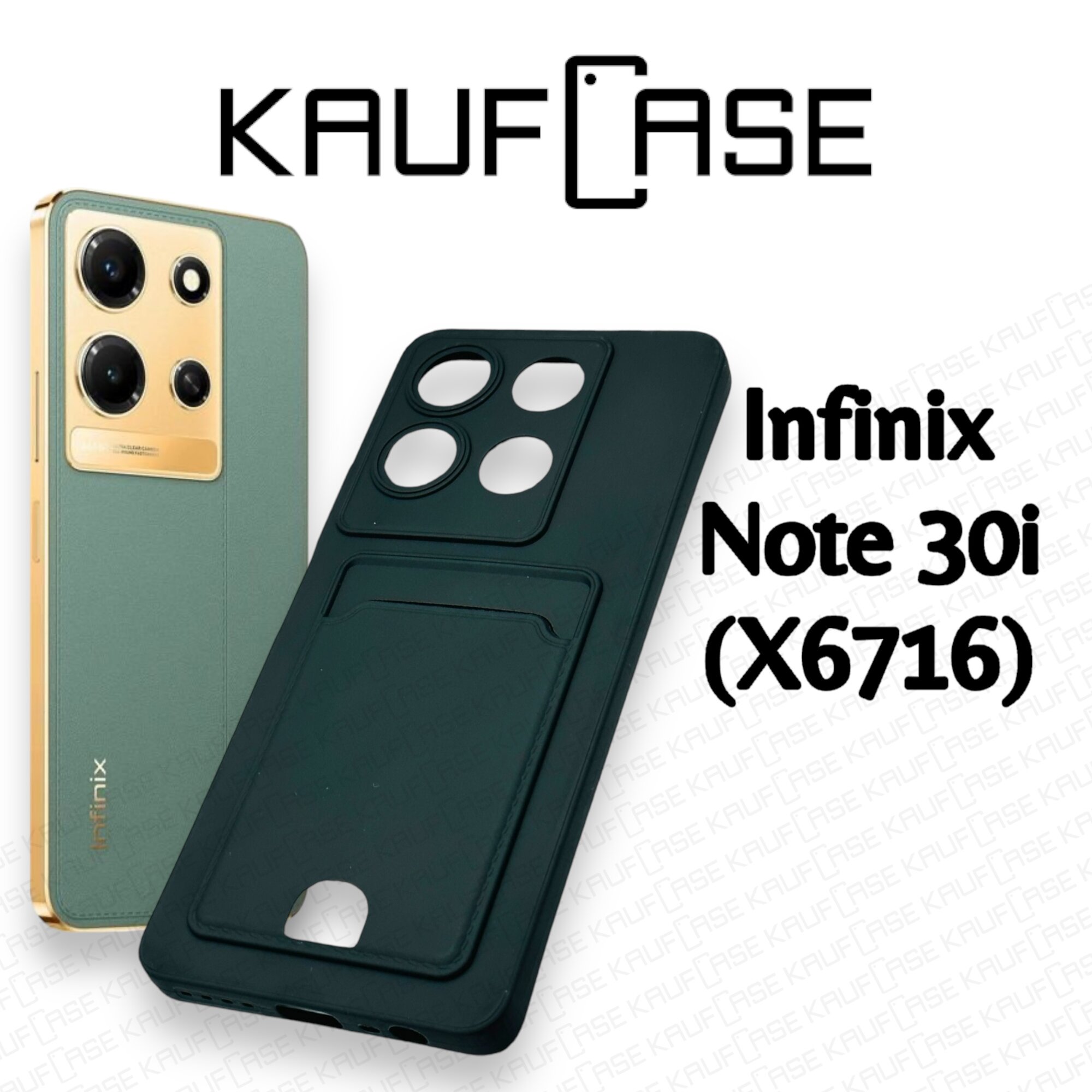 Силиконовый матовый чехол на Infinix Note 30i (X6716) (6.66"), черный. Карман для пластиковых карт