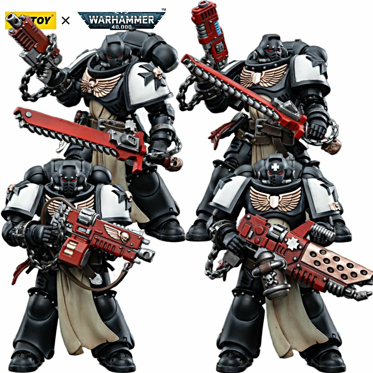 Подвижная фигурка JOYTOY Боевой молот 40K 1:18 Black Templars Primaris Crusader Squad День Рождества Подарочная модель