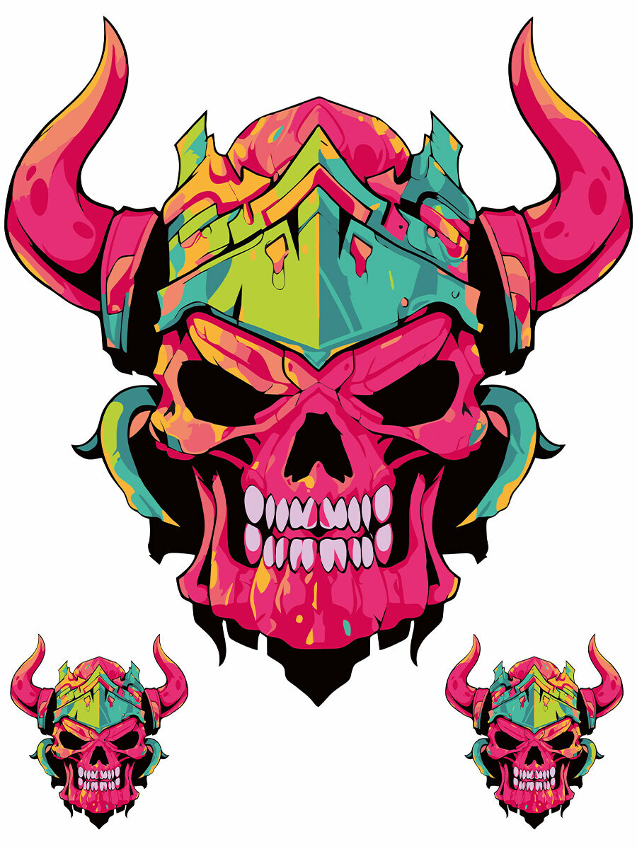 Наклейка интерьерная Череп с рогами