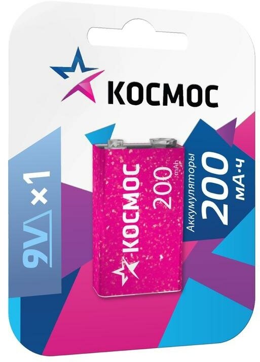 Аккумулятор 6F22 200мА. ч 1BL (блист.1шт) космос KOCNI-MH6F22(200mAh)