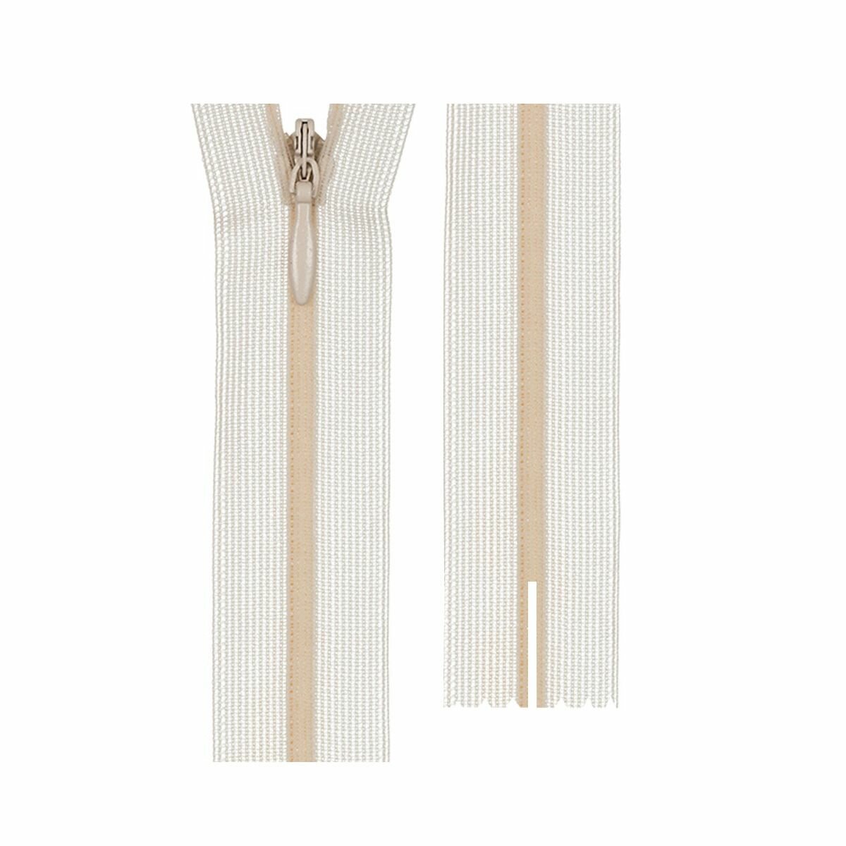 Молния 10 шт спираль н/р потайная тип 3 "Gamma" G010S 30 см на сетчатой тесьме пластик №103 кремовый