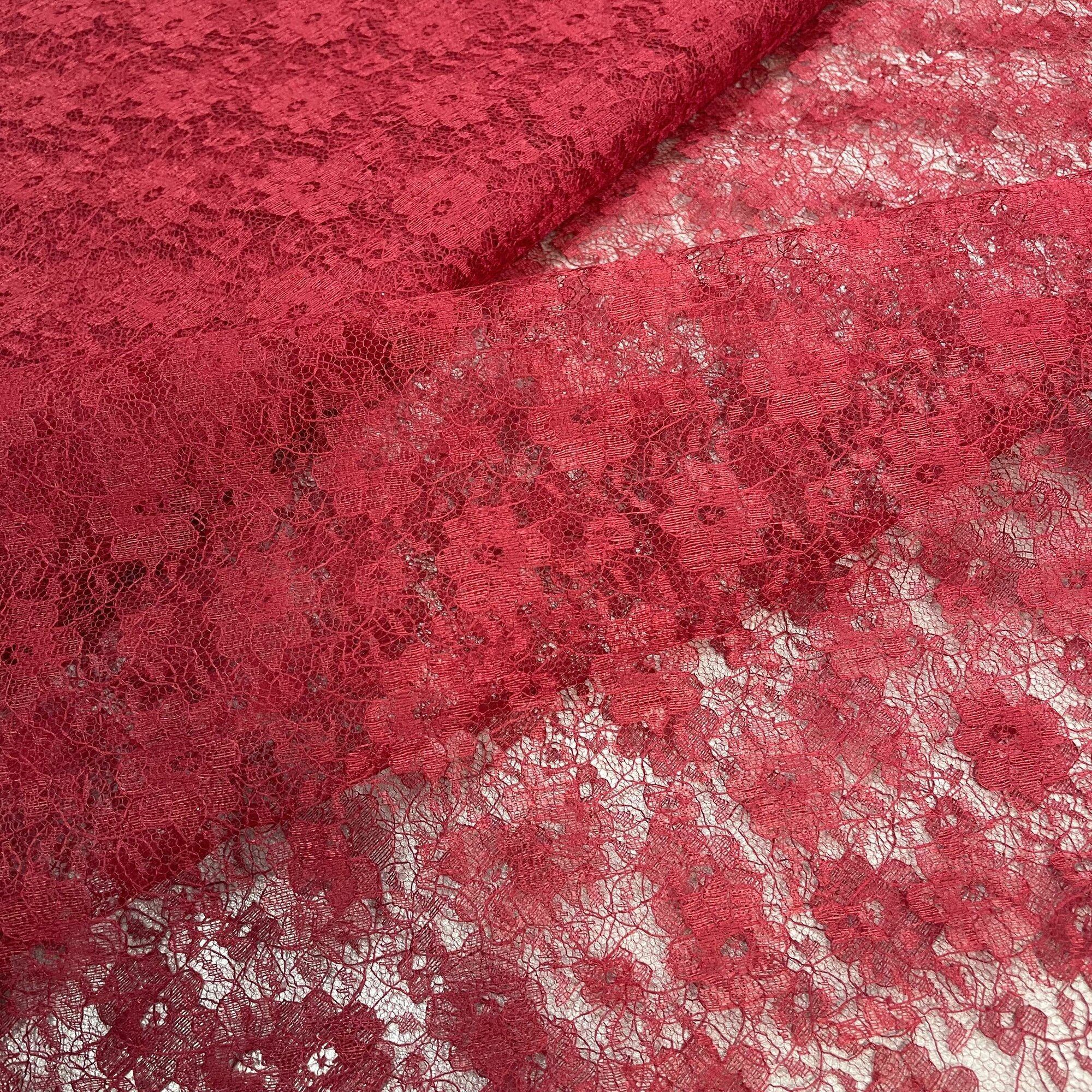 Ткань для шитья, красный гипюр, отрез 100*150см