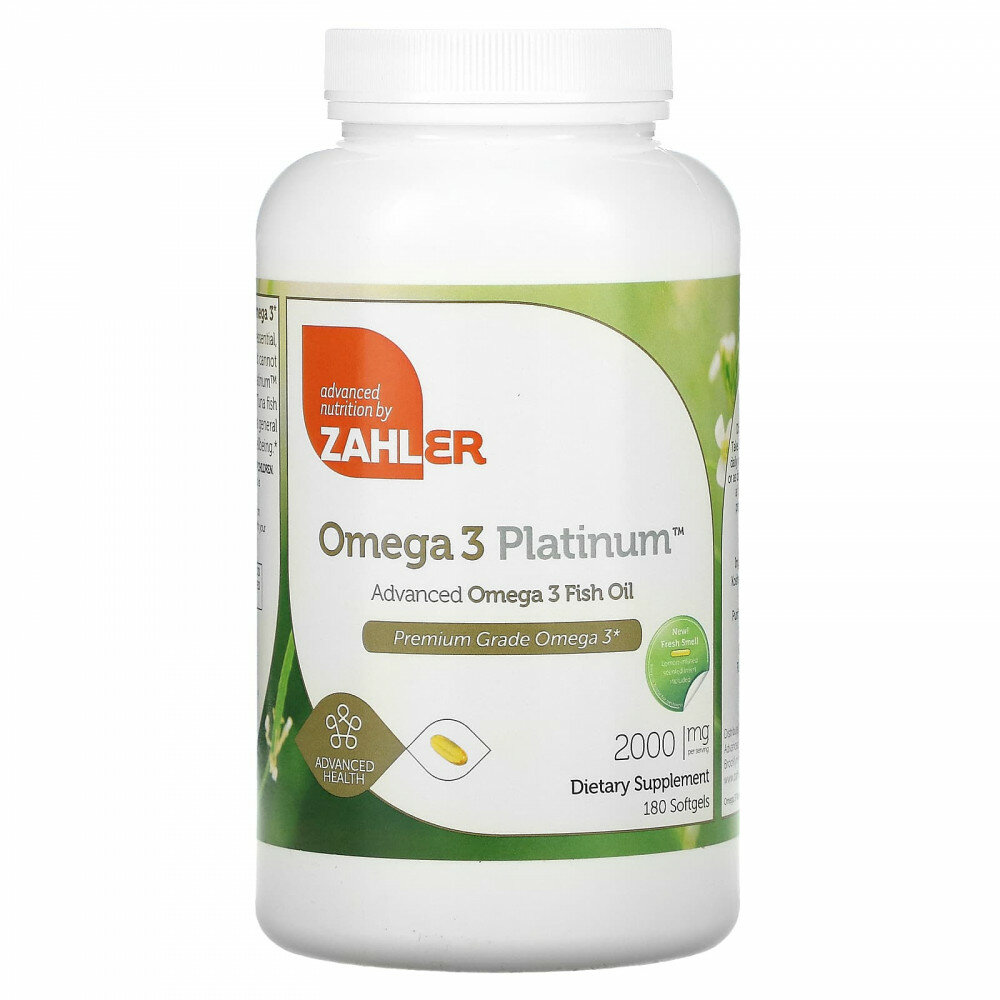 Zahler, Omega 3 Platinum™, улучшенный рыбий жир с омега-3, 180 капсул (1000 мг в 1 капсуле)