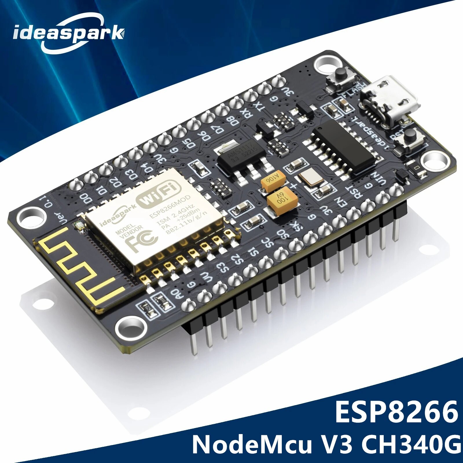 Беспроводной модуль NodeMCU V3 CH340 Lua WIFI IOT Плата разработки Интернета вещей WeMos D1 Mini ESP 12E ESP8266 для Arduino