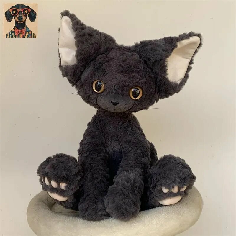 Игрушка мягкая "Имитация немецкого кудрявого кота", текстиль, длина 40 см, черная