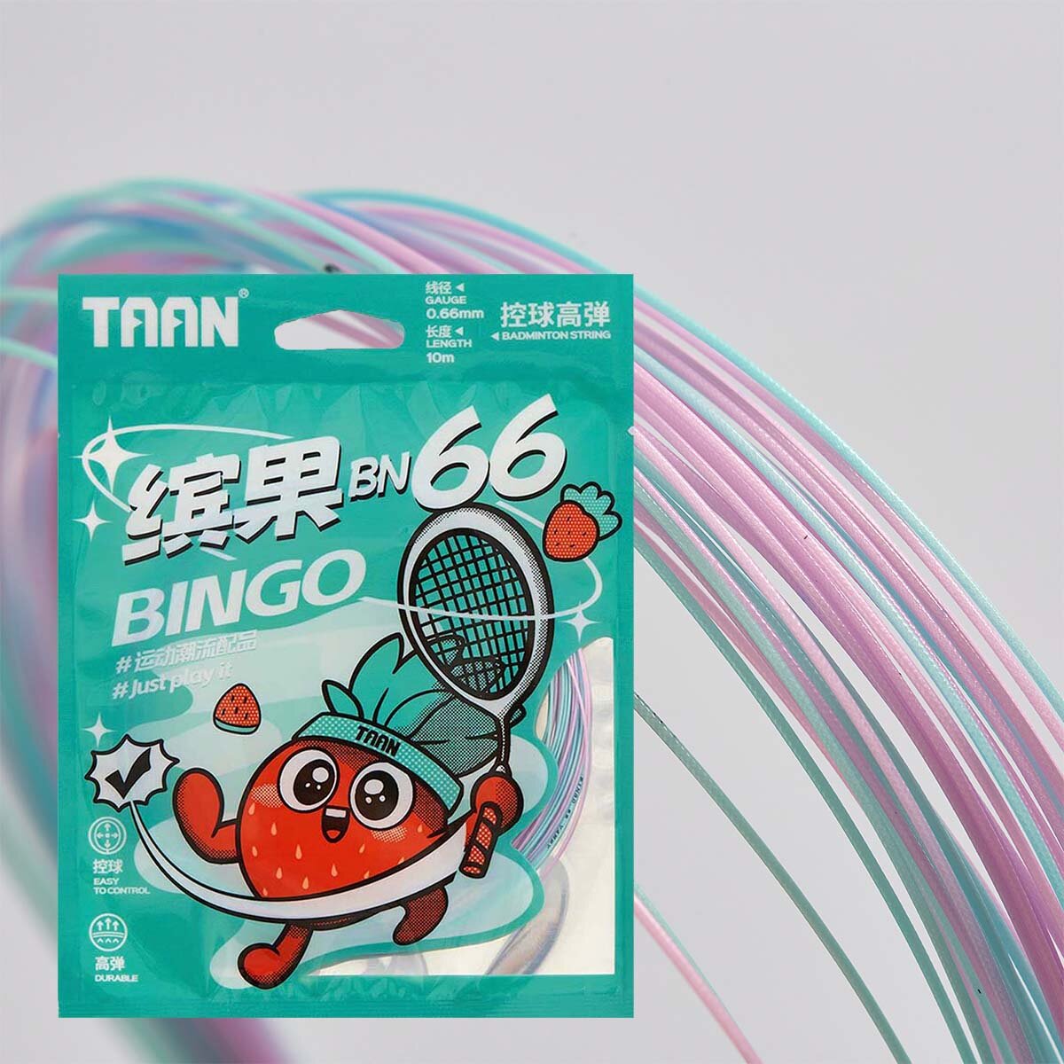 Струна TAAN BINGO 66, для бадминтона, BLUE/PURPLE, длина 10 м, 1шт