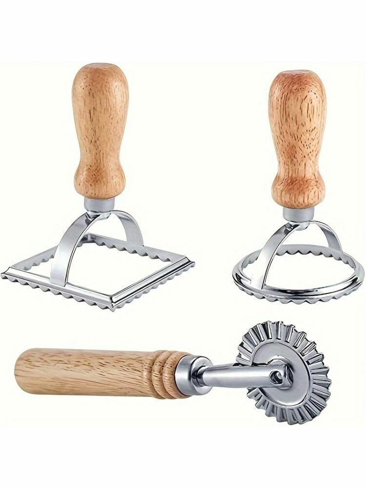 Набор металлических формочек для печенья из 3шт с роликовым резаком, формой для ручек