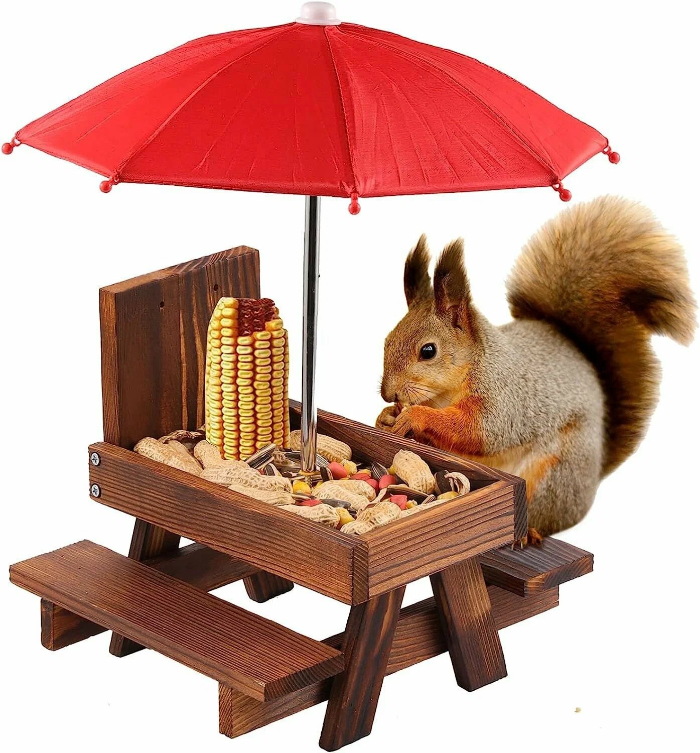 Кормушка для животных, дерево, прямоугольная, коричневый, нескользящее дно, 21x18x18 см