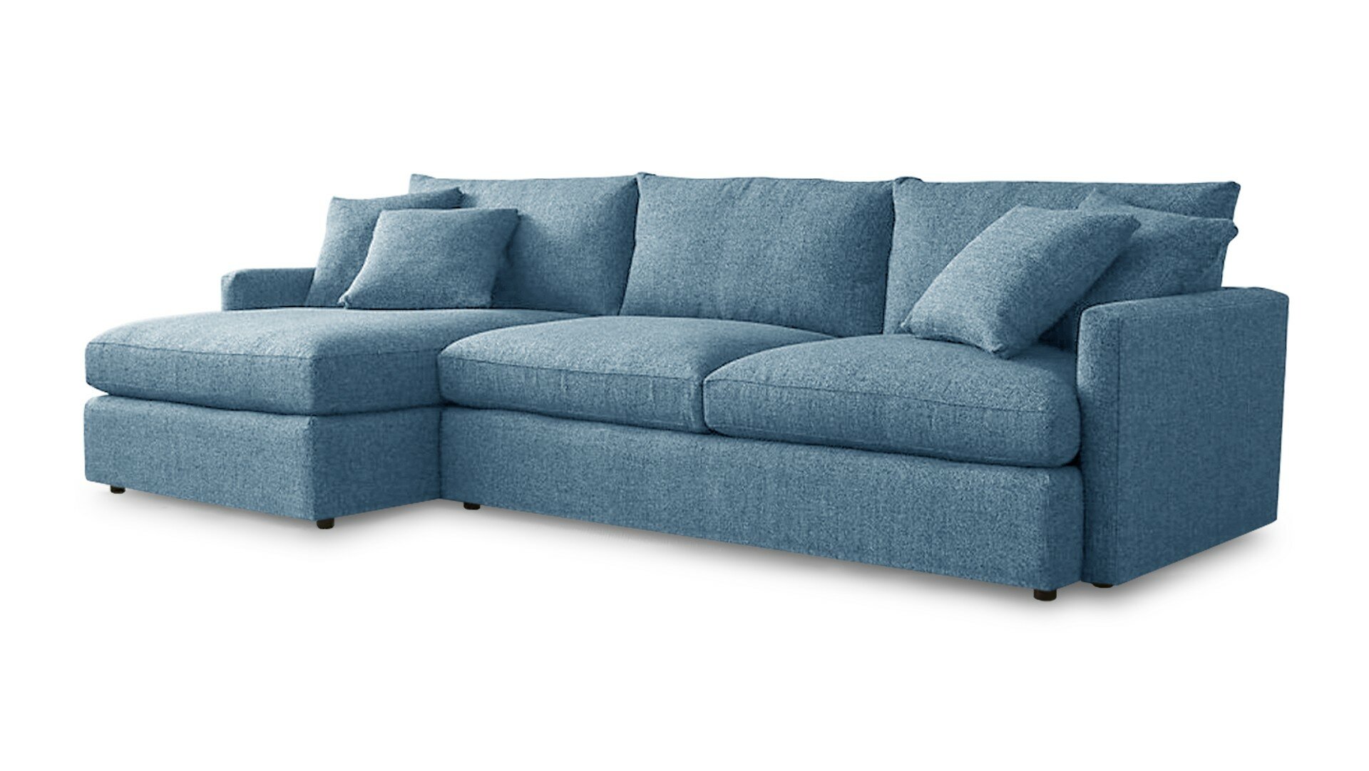 Диван с оттоманкой Стелф Strong Plus 09 NEW 215x153x90 см, синий Рогожка, еврокнижка Фиеста