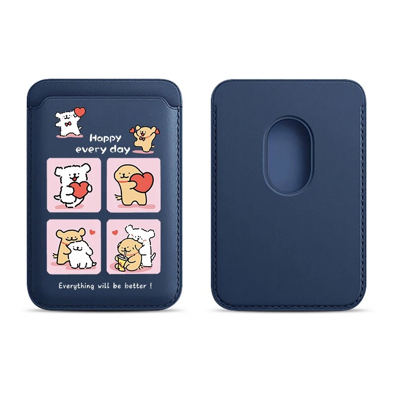 Магнитный чехол-кошелек из искусственной кожи с милой любовью и сердечком для собаки MagSafe iPhone 13, 14, 12, 15, 16 Pro, чехол-держатель для карточек для щенков