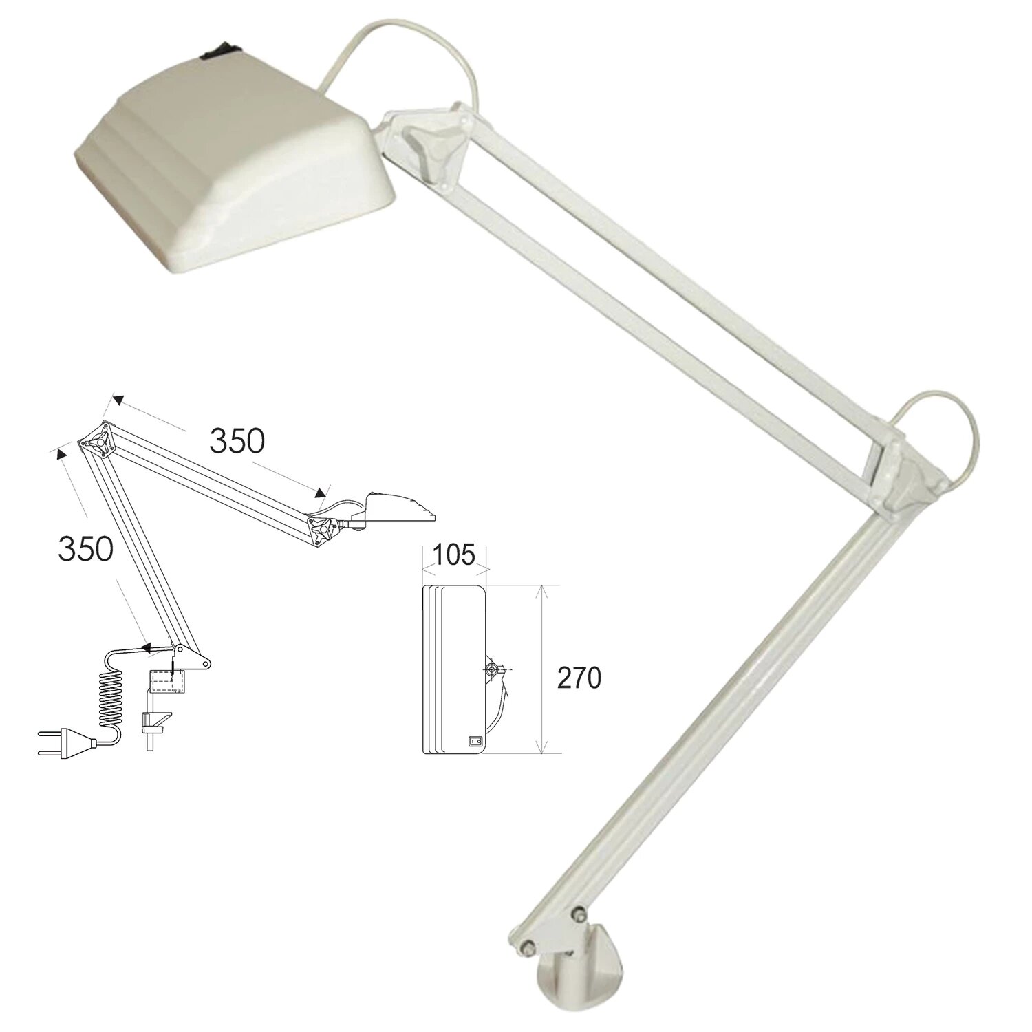 Настольная лампа светильник Дельта П-С32 на струбцине, светодиодная, 12 Вт, белый