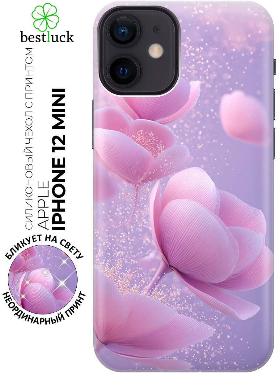 Силиконовый чехол на Apple iPhone 12 Mini с принтом "Сиреневые грёзы"