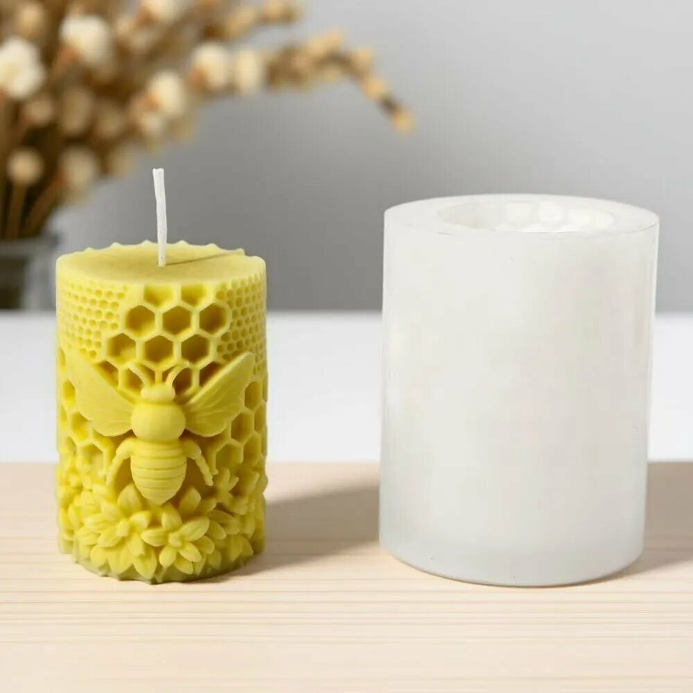 Силиконовая форма 3D "Пчелы и соты": для свечей, ароматерапии и DIY с легким извлечением