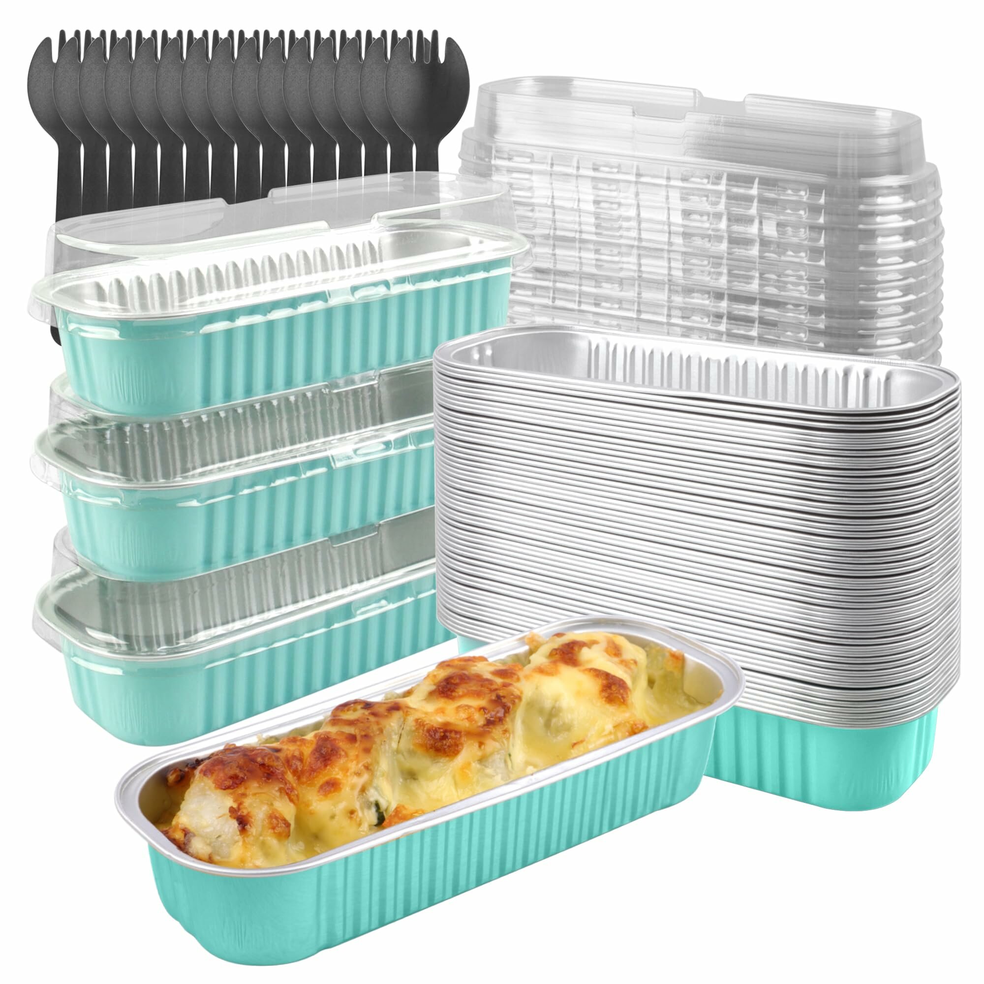 Форма для выпечки маленькая прямоугольная с крышкой 193 г (пакет 150 штук) синий одноразовый контейнер для тортов чизкейков хлеба и брауни