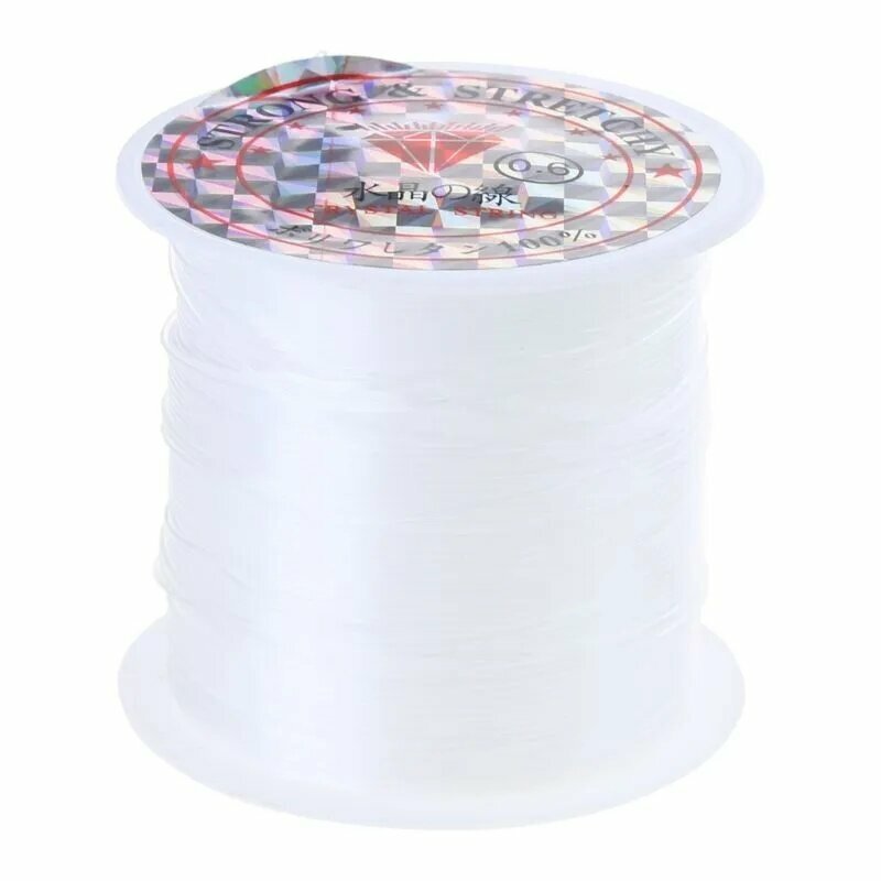 Плоская эластичная нить из прозрачного хрусталя-белый