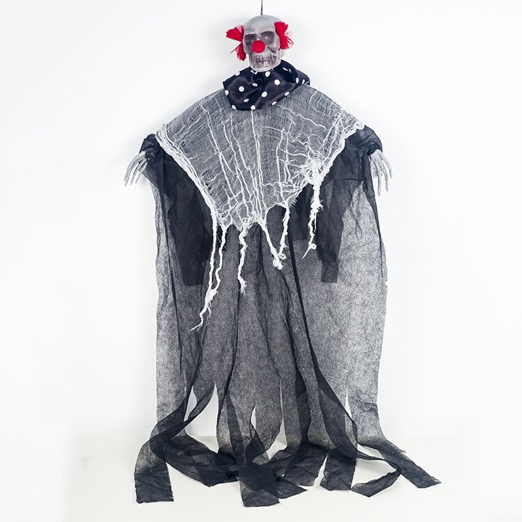 Вычурное искусство приведение для хэллоуина с висюльками с детализированным лицом черепа для максимального устрашения красный