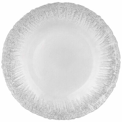 Сервировочные тарелки Bronco "SILVER GLOW", 28 см 4 шт/уп, стекло, рельефная поверхность, цвет серебристый