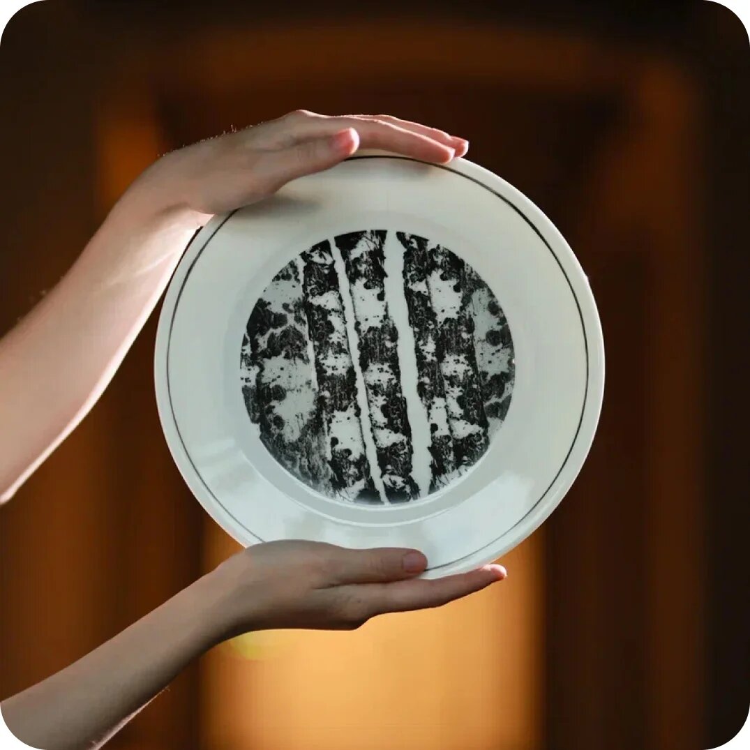 Тарелка Антихрупкость "Воспоминание №1", белый фарфор, с рисунком, 25см