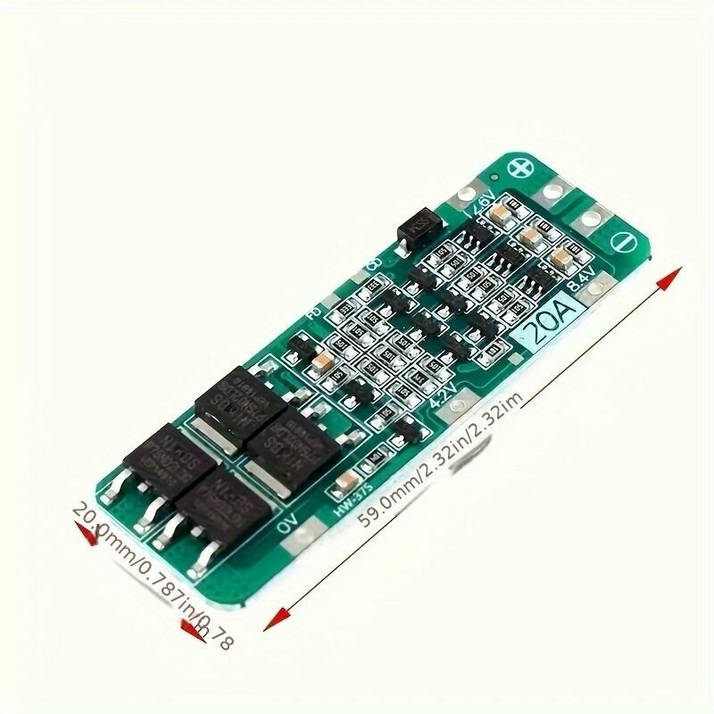 Плата защиты BMS 3S 20A для Li-ion (10 шт.) 11.1В/12.6В с защитой от переразряда и перегрузки