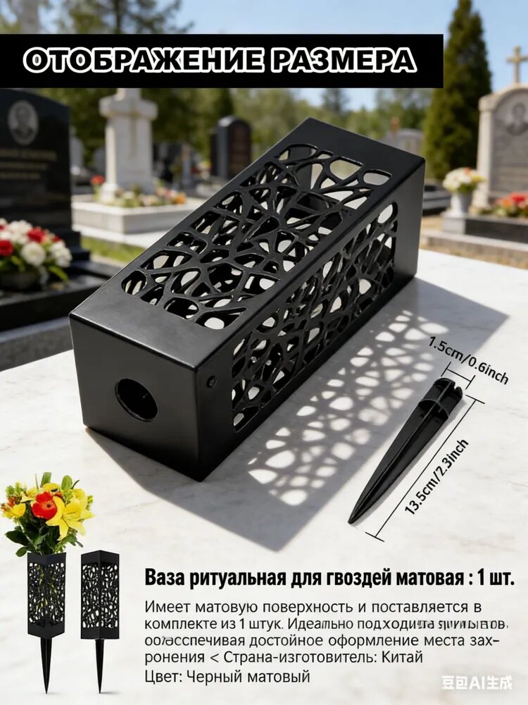 GEALFIS Уличная ваза GEALFIS для кладбища, порошковое полимерное покрытие, не выцветает, темно-серая шагрень, инструкция по установке в комплекте