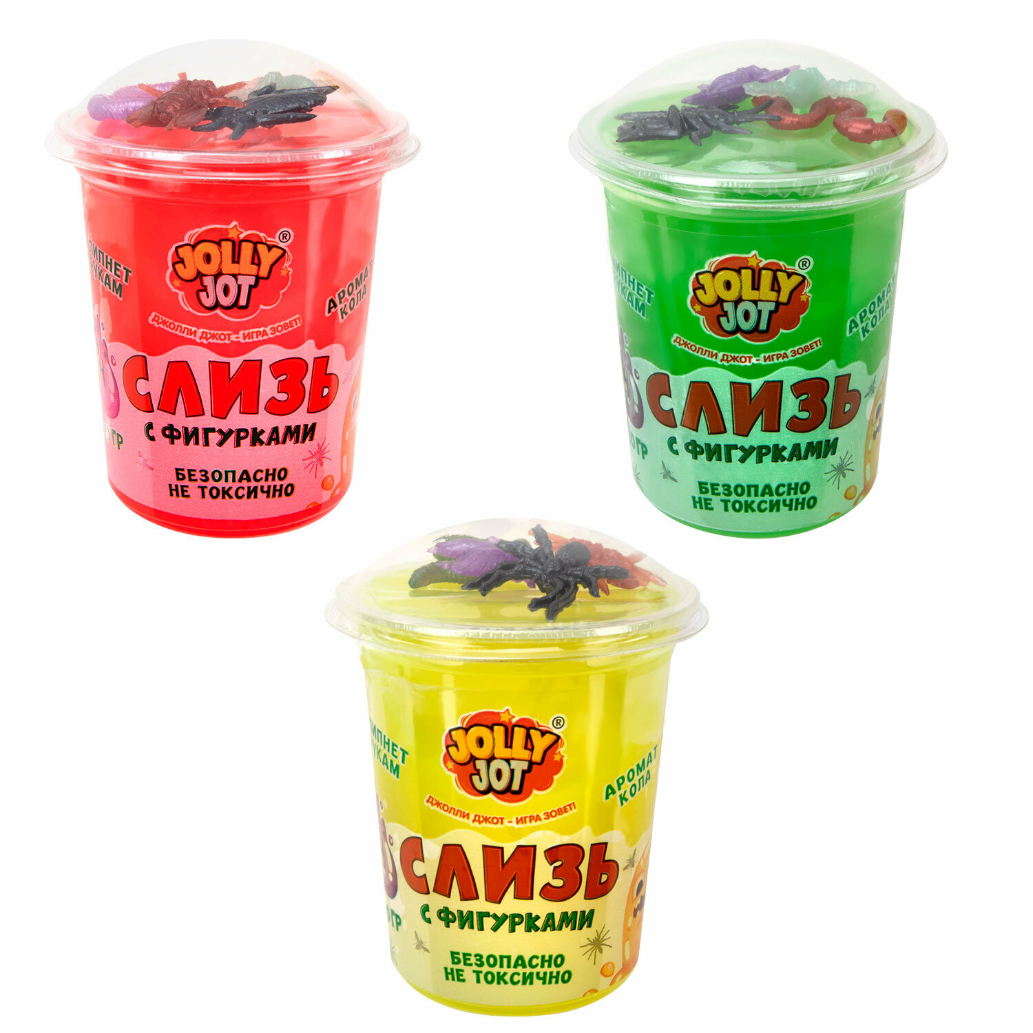 Набор слаймов JOLLY JOT слизь с фигурками, насекомые, 200 г, 3 шт 666665