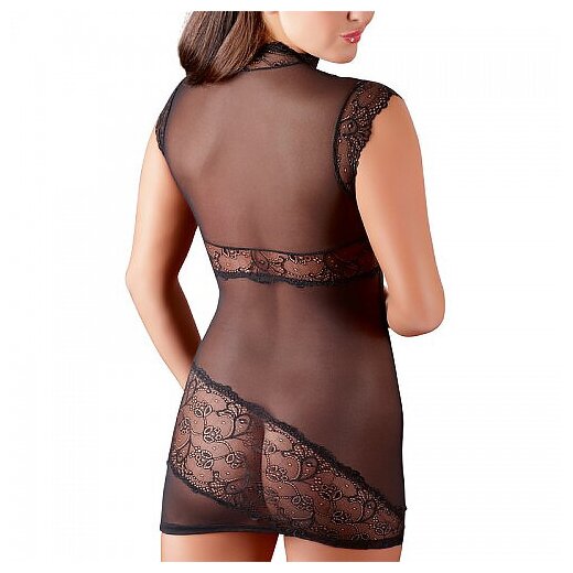 Мини-сорочка с кружевными вставками Cottelli Collection, чёрная, размер М