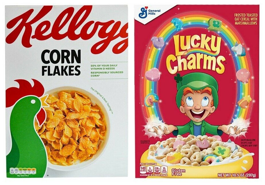 Готовый завтрак Kellogg's Corn Flakes 360 гр. + Lucky Charms Classic с ...