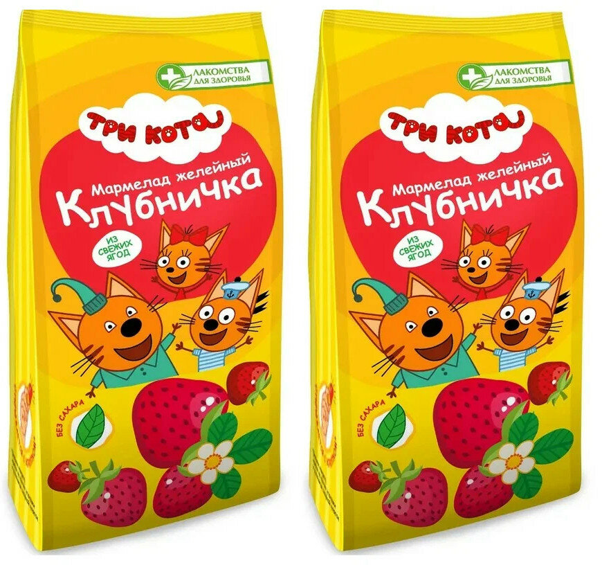 Мармелад желейный, 3 Кота, Клубничка, 105 гр, 2 уп.