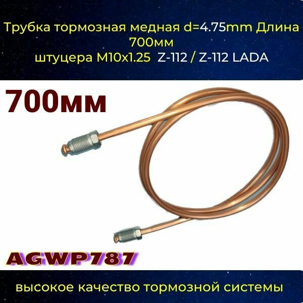 Трубка тормозная d 4.75mm Длинна 700мм штуцер м10х1,25 (Z-112/Z-112)