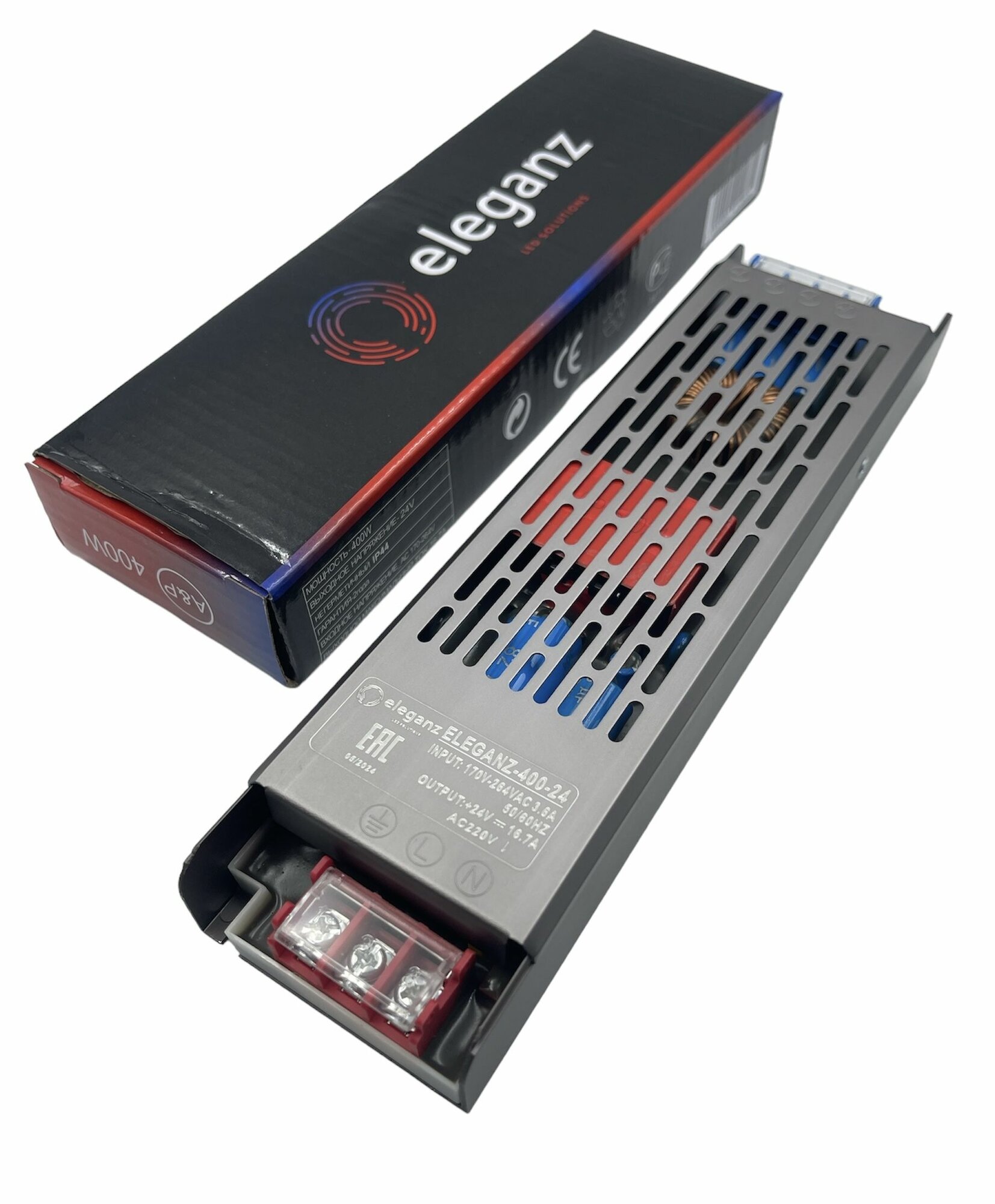 Герметичный блок питания (плата в силиконе)/трансформатор "Eleganz 300Вт" для светодиодной ленты 24В IP44