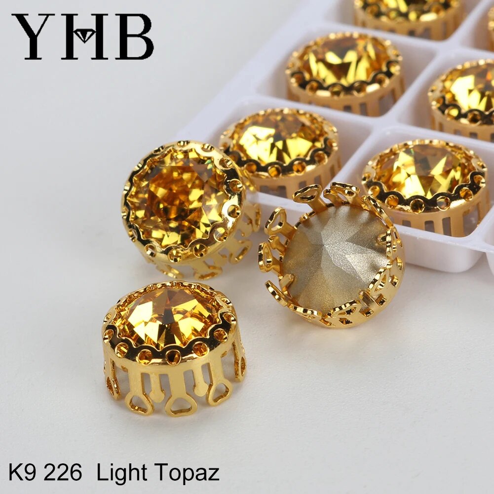 Стразы YHB стеклянные кристаллы AB лунный свет 36Pcs 6MM, T226 Light Topaz