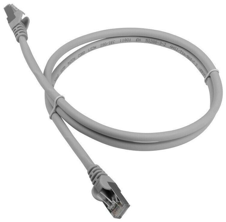 Патч-корд Lanmaster LAN-PC45/S6A-1.0-GY FTP RJ-45 вил.-вилка RJ-45 кат.6A 1м серый LSZH (уп:1шт)