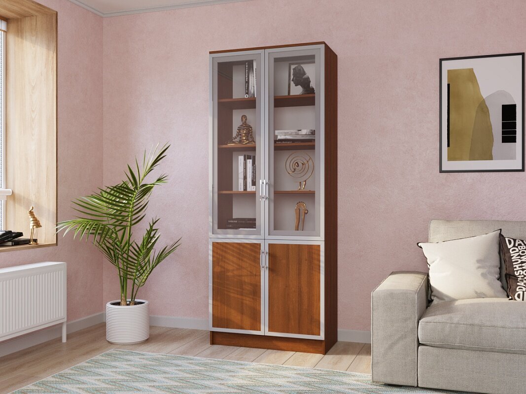 Книжный шкаф МебельЛэнд24 Альма - 9 Орех Экко 70x30x200