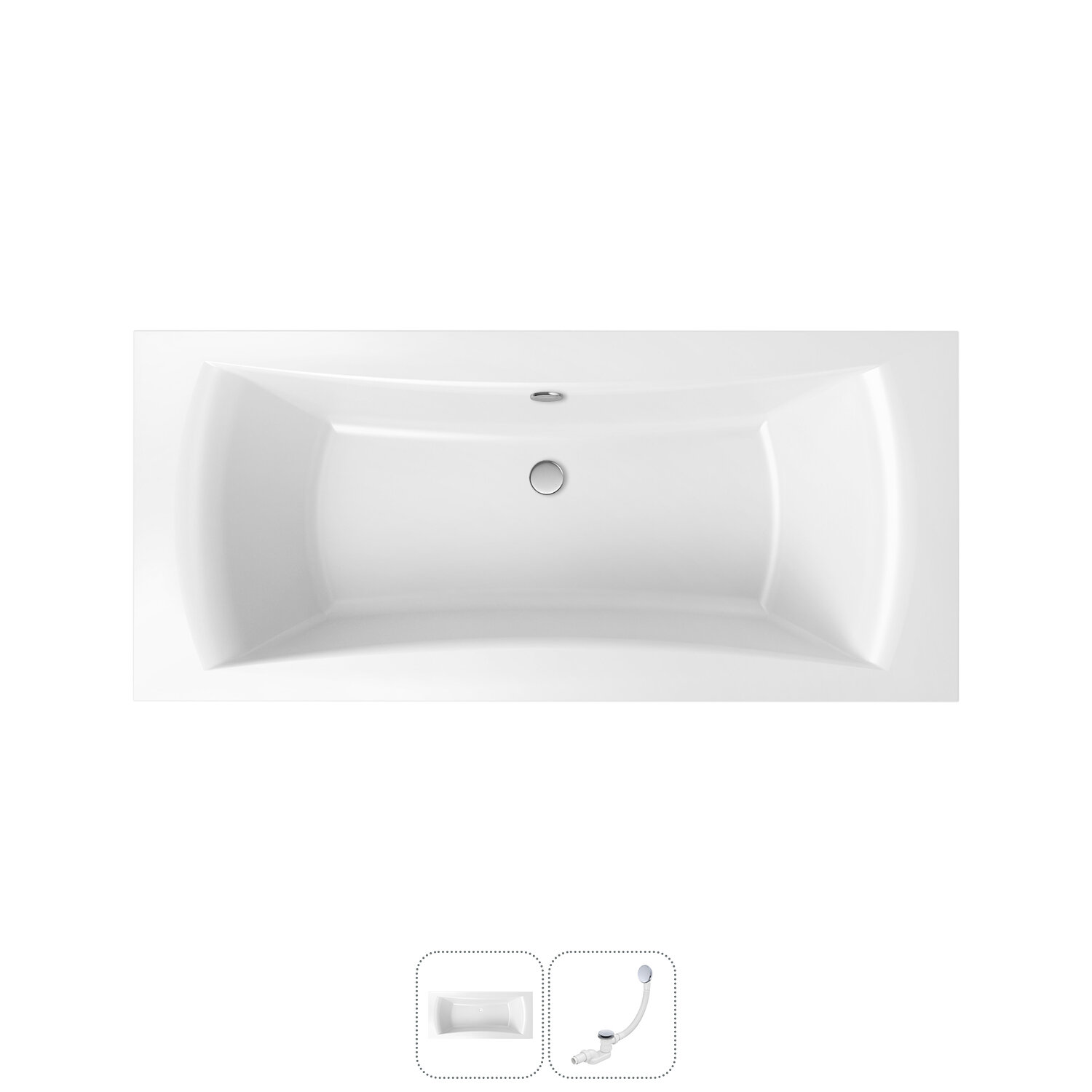 Акриловая ванна 180x80 Lavinia Boho Evan 202010741 в наборе 2 в 1: прямоугольная ванна 180 x 80 см, слив-перелив