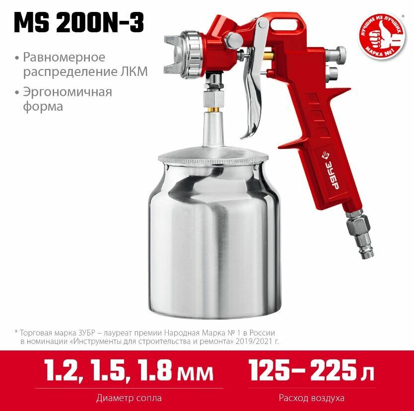 Краскораспылитель с нижним бачком 750мл ЗУБР