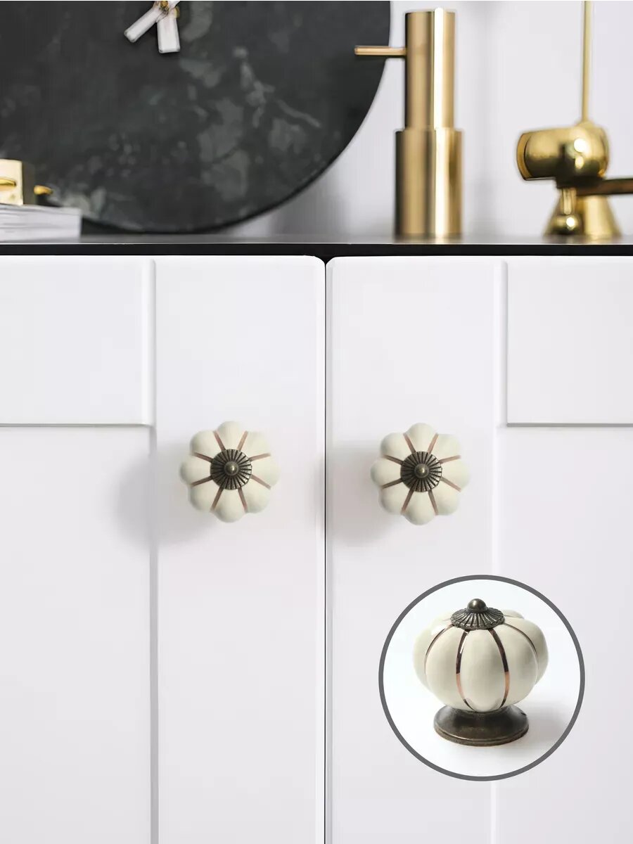 Дверная ручка для мебели кнопка керамическая