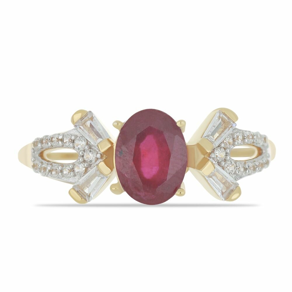 Кольцо, серебро, 925 проба, рубин, циркон, фианит