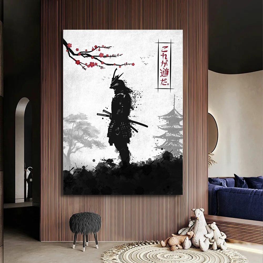 Картина Япония, картина с самураем, Бусидо, 40х60 см.
