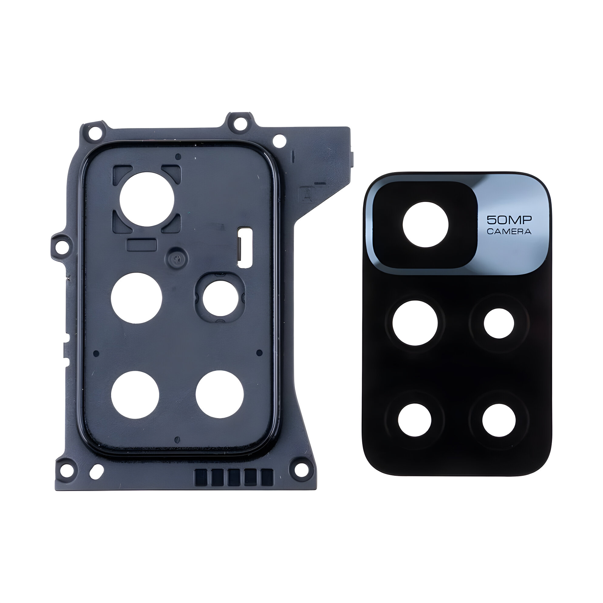 Стекло камеры для смартфона Xiaomi Redmi 10/10 2022 в сборе с рамкой Черный